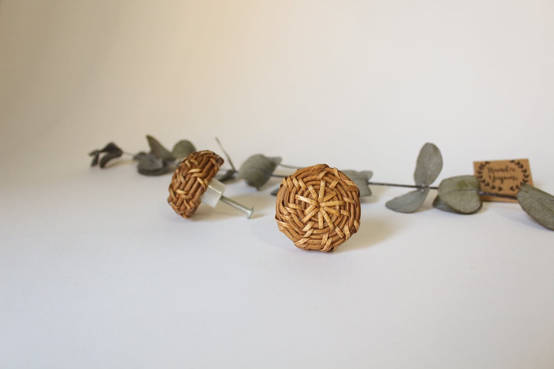 Oak Rattan Rope Handle Wicker Drawer Knobs Boho Cabinet - Etsy