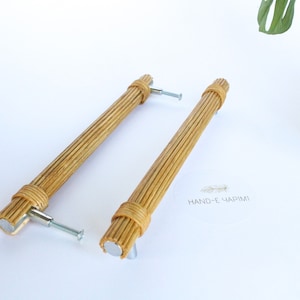 Oak Cabinet Pull Rattan Handles, Wicker Natural Rattan Rope Handle ...