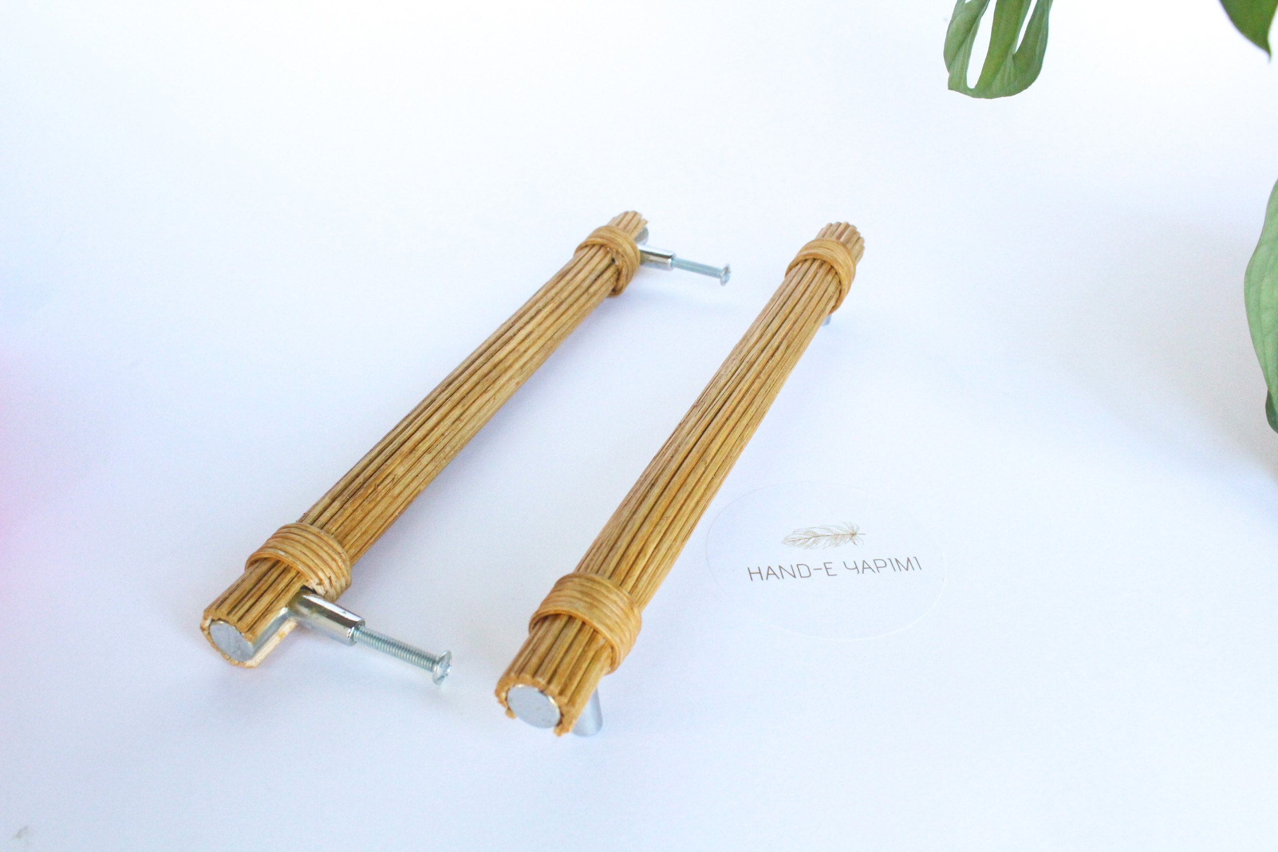 Oak Cabinet Pull Rattan Handles Wicker Natural Rattan Rope - Etsy