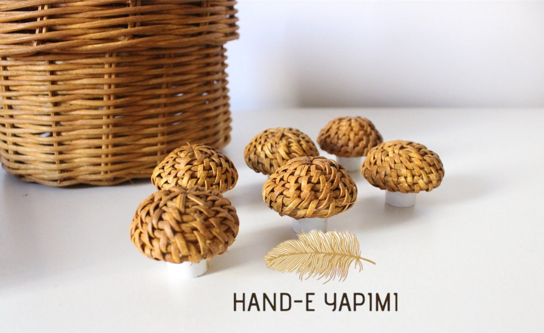 Oak Rattan Rope Handle , Wicker Drawer Knobs, Boho Cabinet Pulls ...