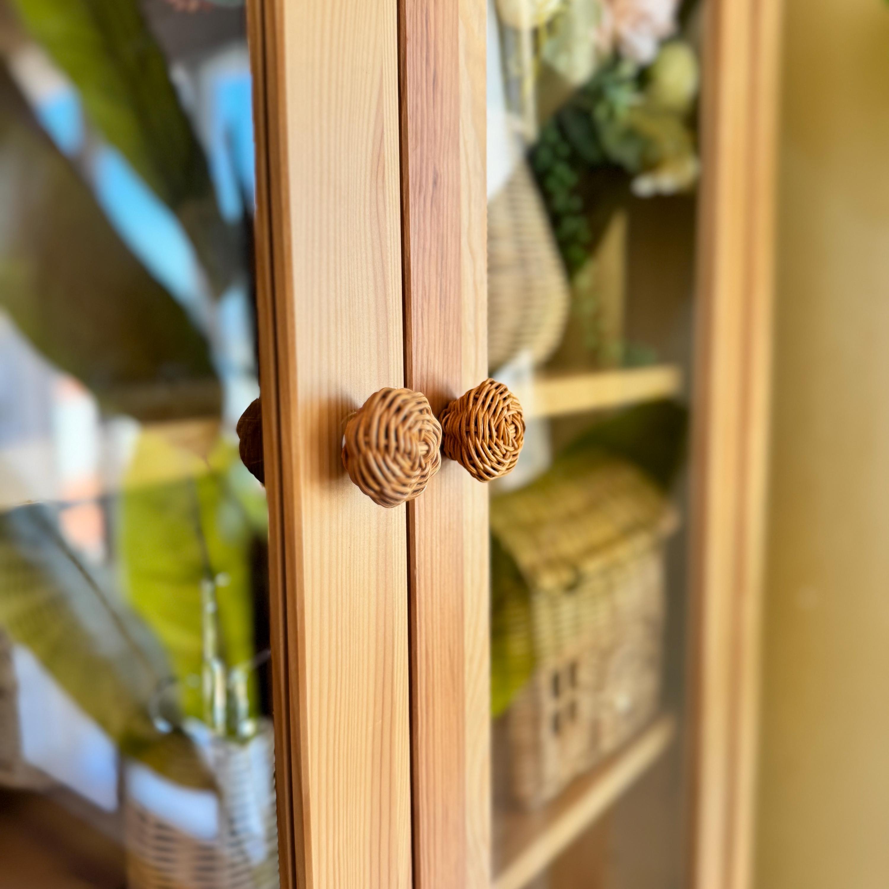 Rattan Drawer Knobs ,wicker Natural Rattan Rope Handle, Rattan Drawer ...