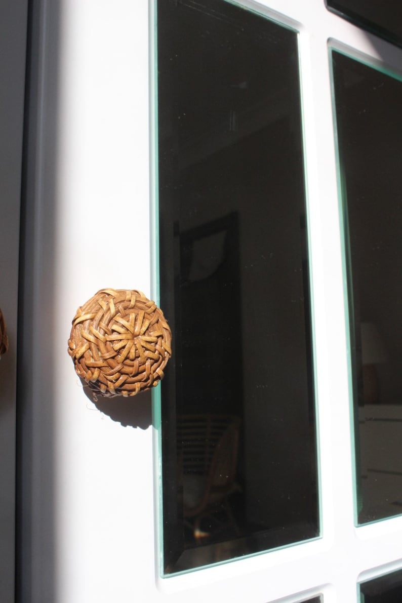 Oak Rattan Rope Handle Wicker Drawer Knobs Boho Cabinet - Etsy