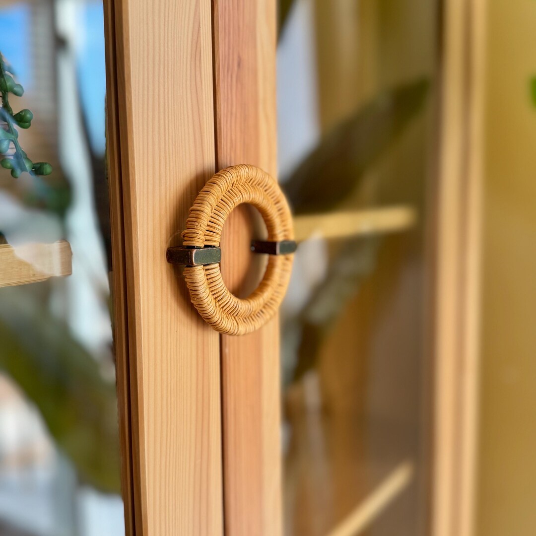 2.51 Inches Cabinet Pull Rattan Handles, Wicker Natural Rattan Handle ...