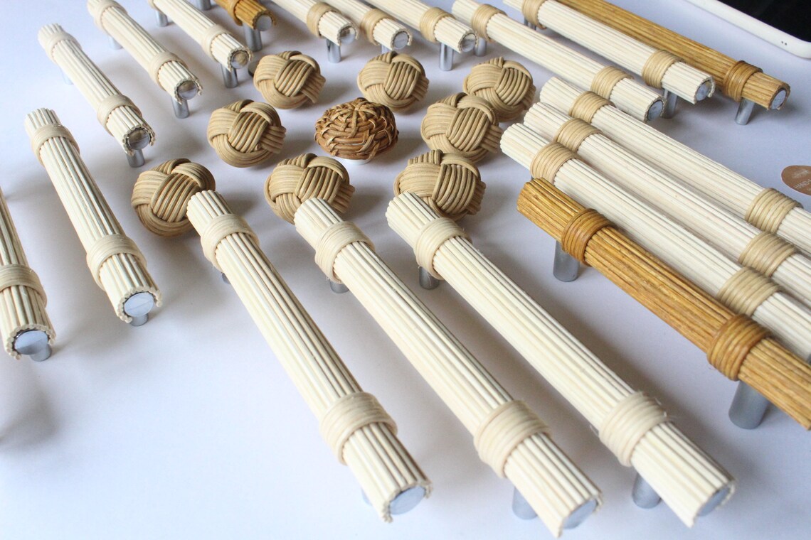 Cabinet Pull Rattan Handles Wicker Natural Rattan Rope - Etsy