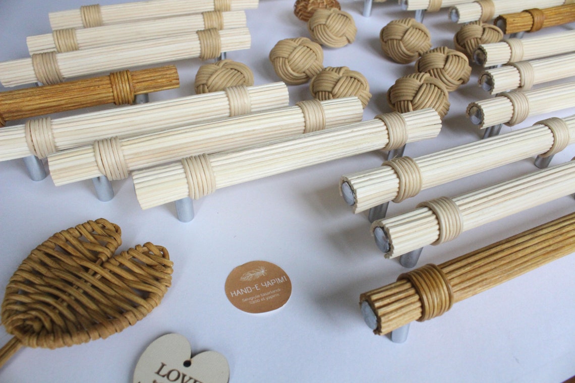 Cabinet Pull Rattan Handles Wicker Natural Rattan Rope - Etsy