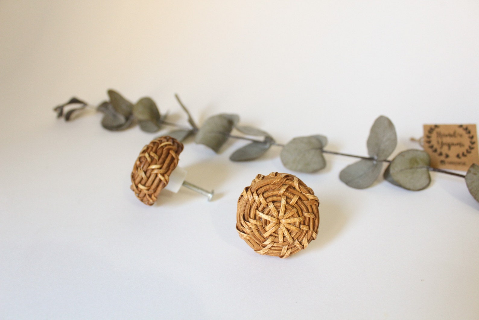 Oak Rattan Rope Handle Wicker Drawer Knobs Boho Cabinet - Etsy