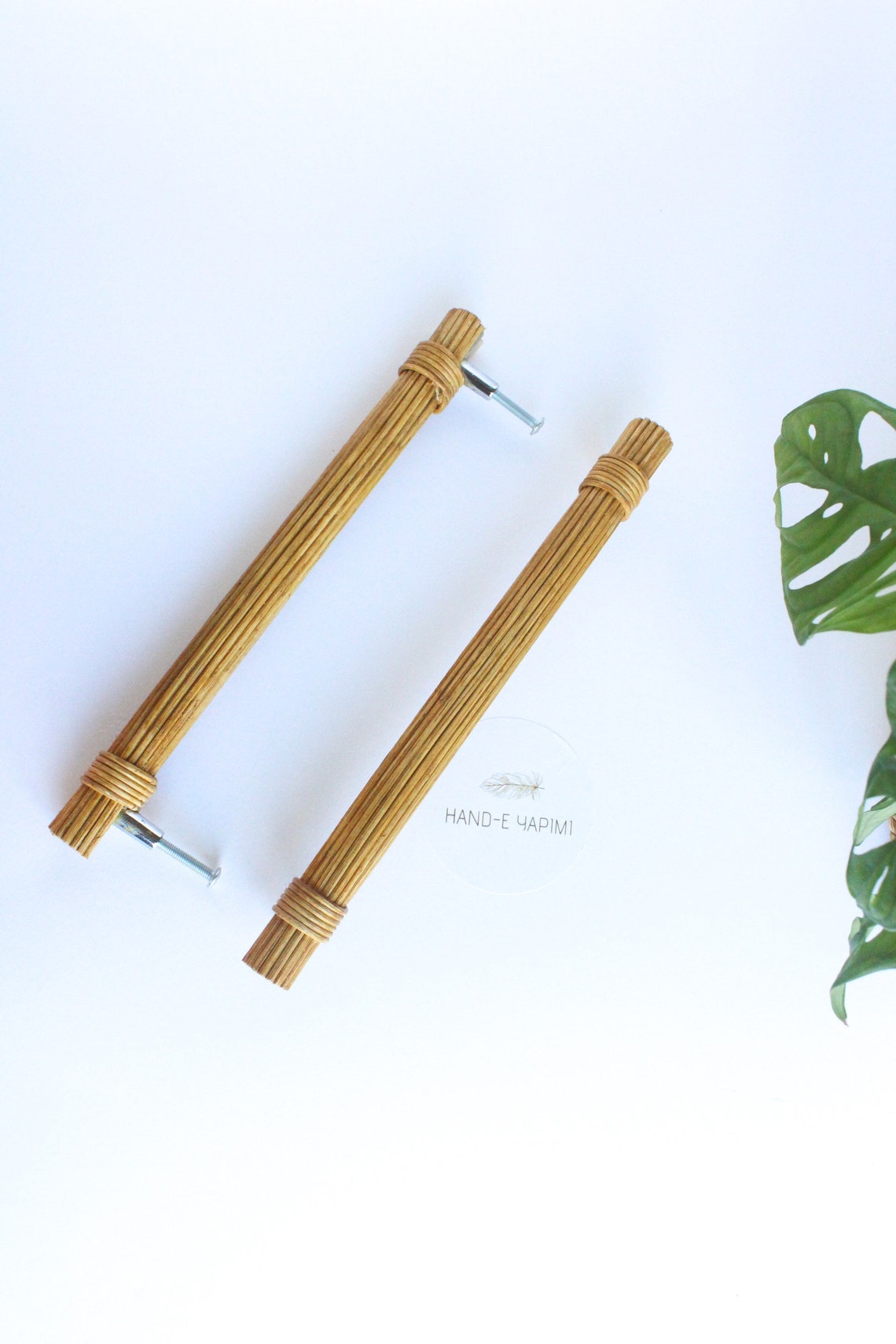 Oak Cabinet Pull Rattan Handles Wicker Natural Rattan Rope - Etsy