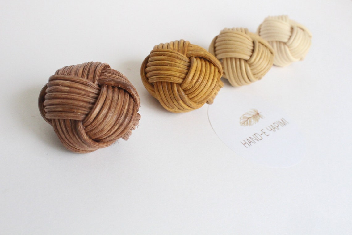 Handmade Rattan Drawer Knobs wicker Natural Rattan Rope - Etsy