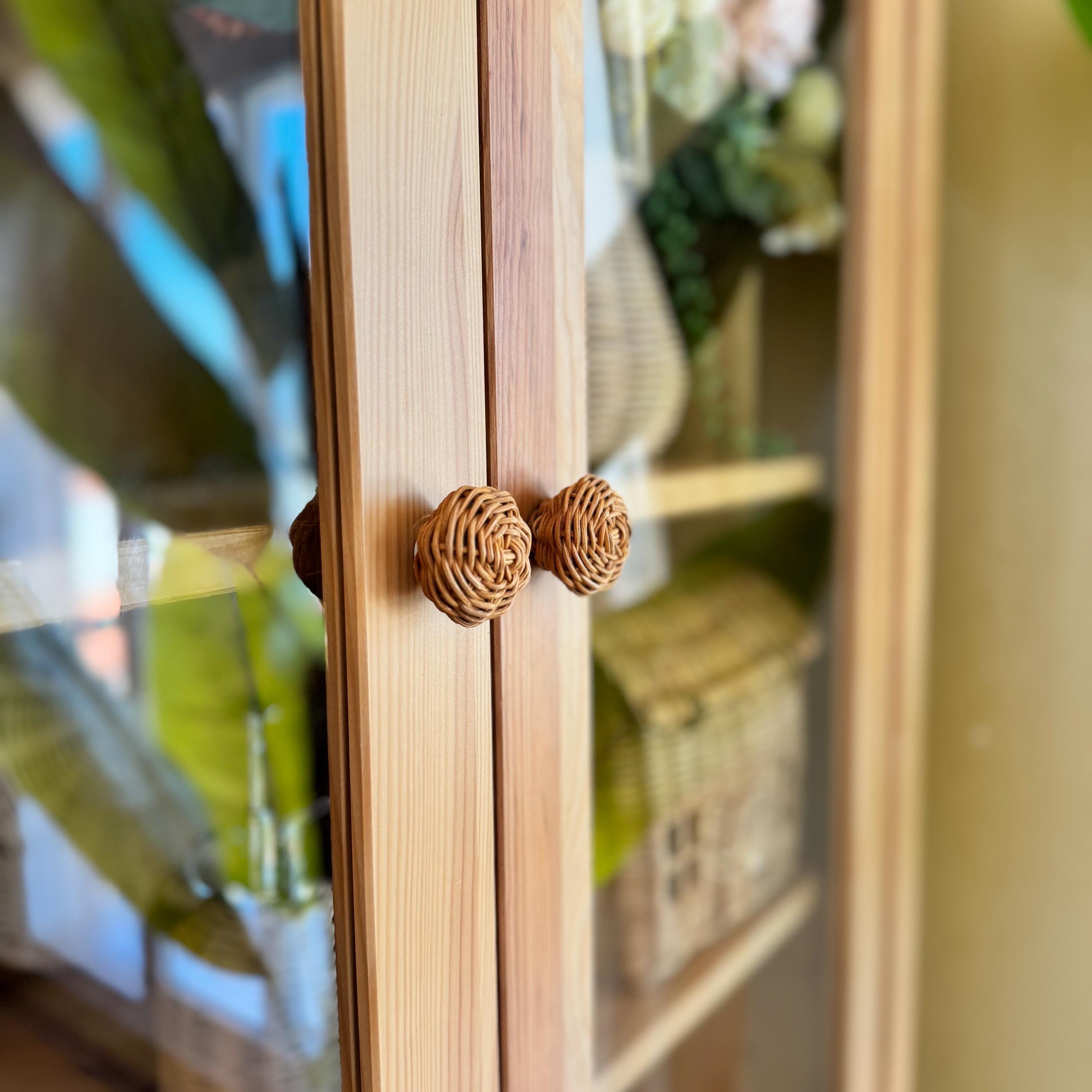 Rattan Drawer Knobs ,wicker Natural Rattan Rope Handle, Rattan Drawer ...