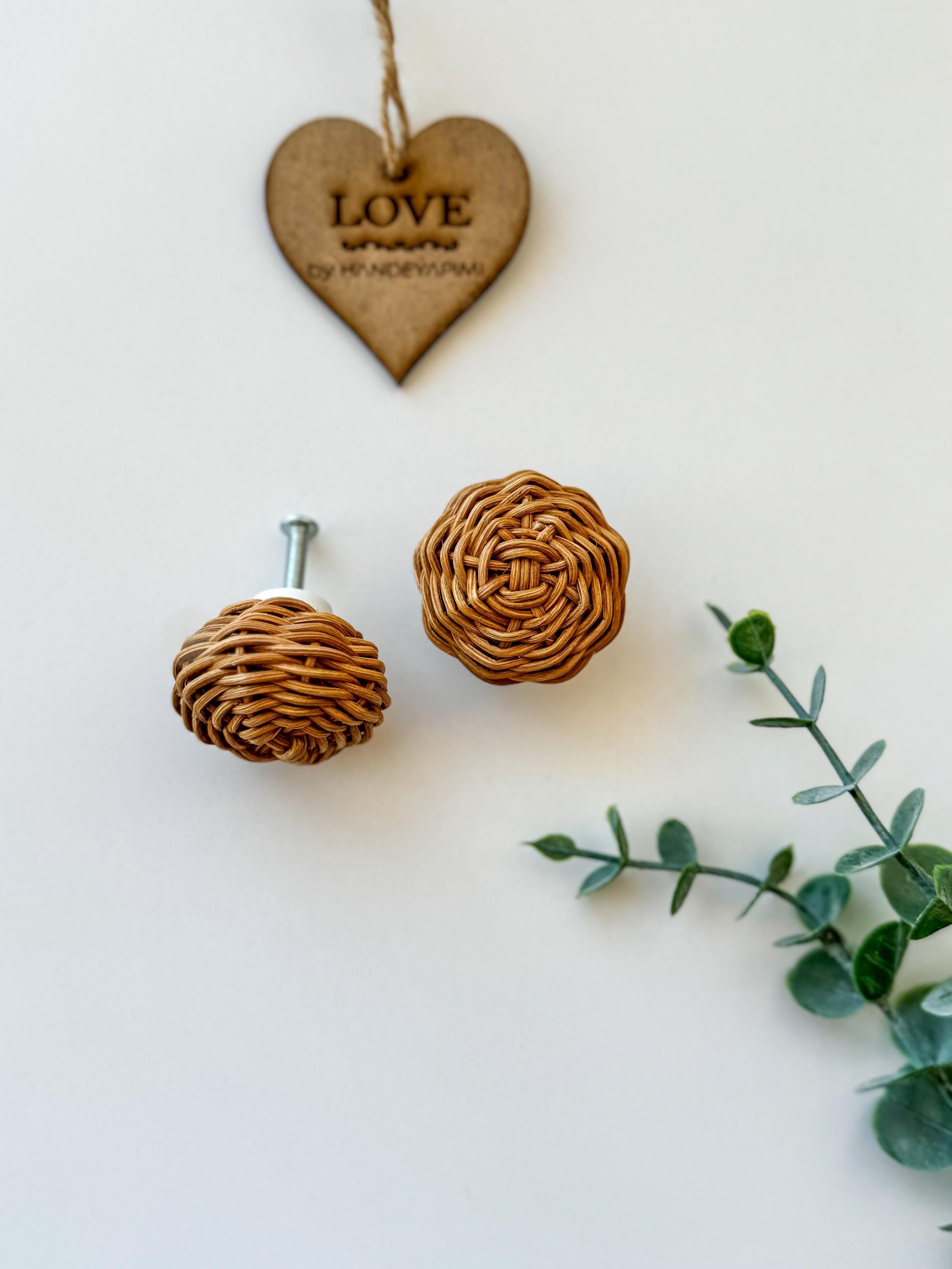 Rattan Drawer Knobs ,wicker Natural Rattan Rope Handle, Rattan Drawer ...