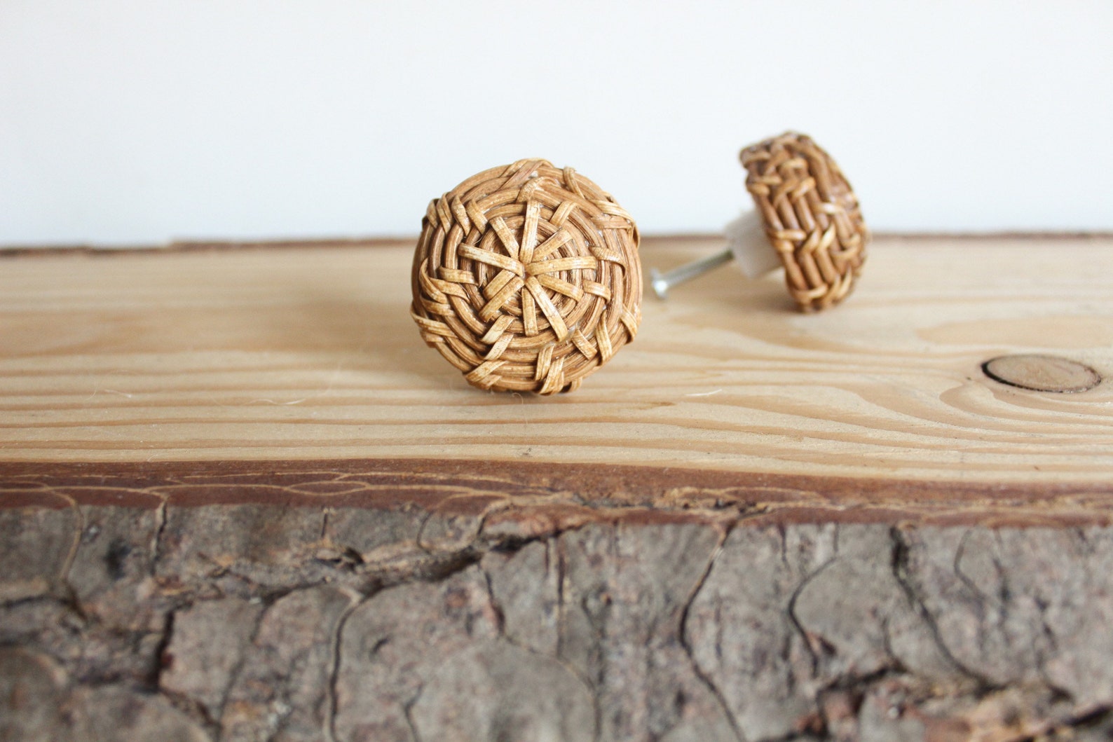 Oak Rattan Rope Handle Wicker Drawer Knobs Boho Cabinet - Etsy