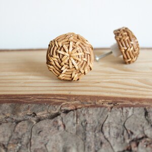 Oak Rattan Rope Handle , Wicker Drawer Knobs, Boho Cabinet Pulls ...