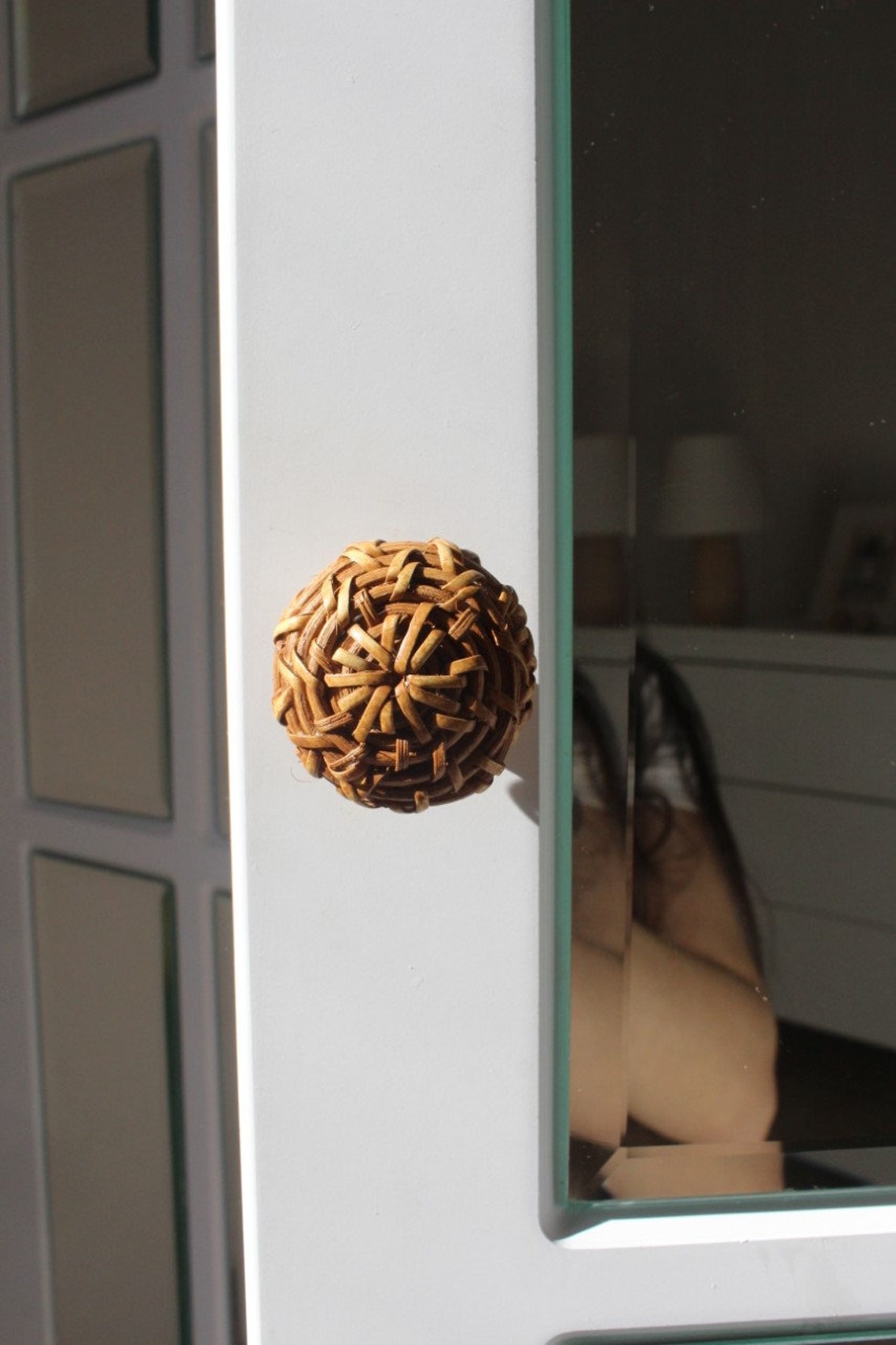 Oak Rattan Rope Handle Wicker Drawer Knobs Boho Cabinet - Etsy