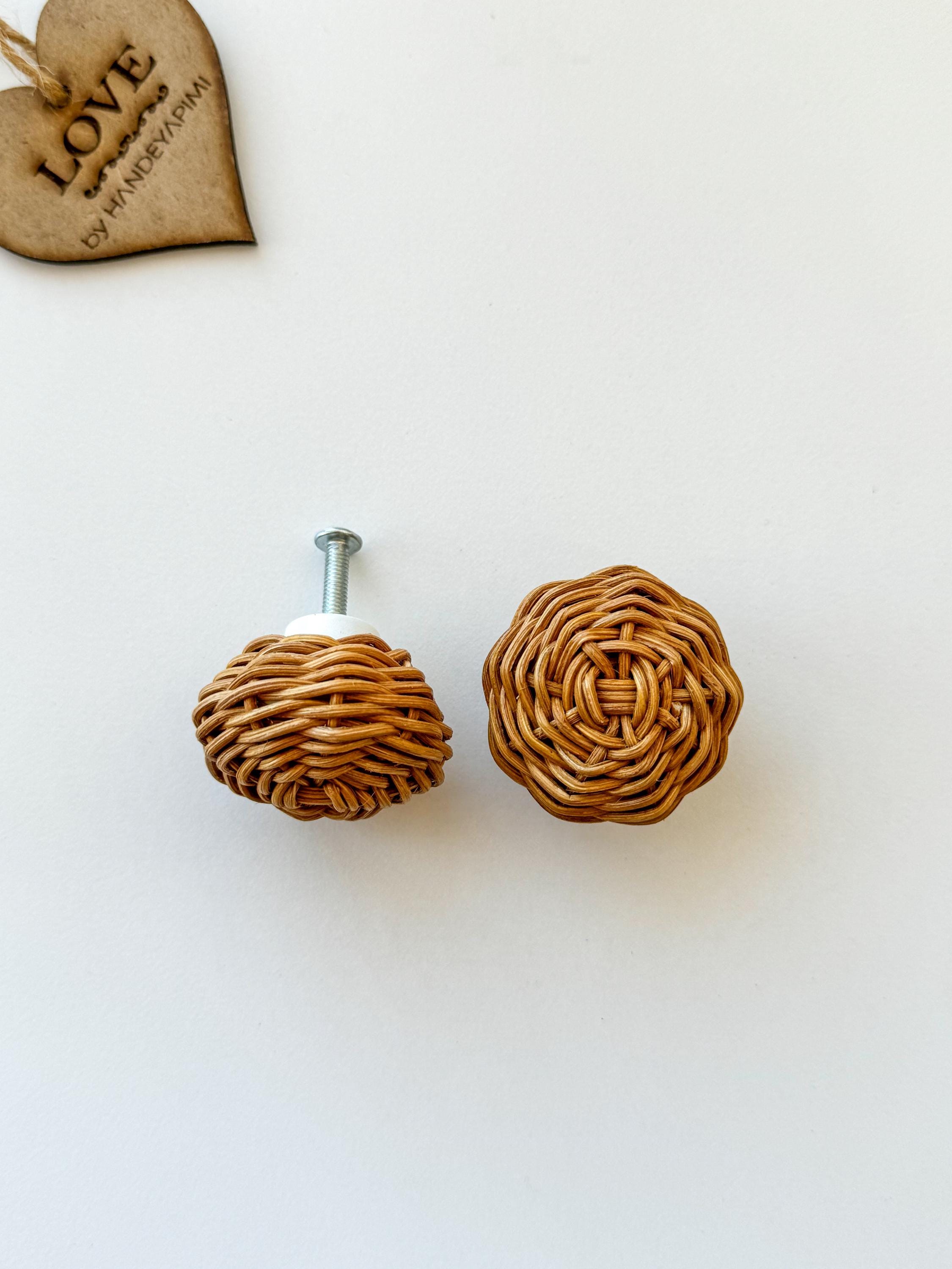 Rattan Drawer Knobs ,wicker Natural Rattan Rope Handle, Rattan Drawer ...