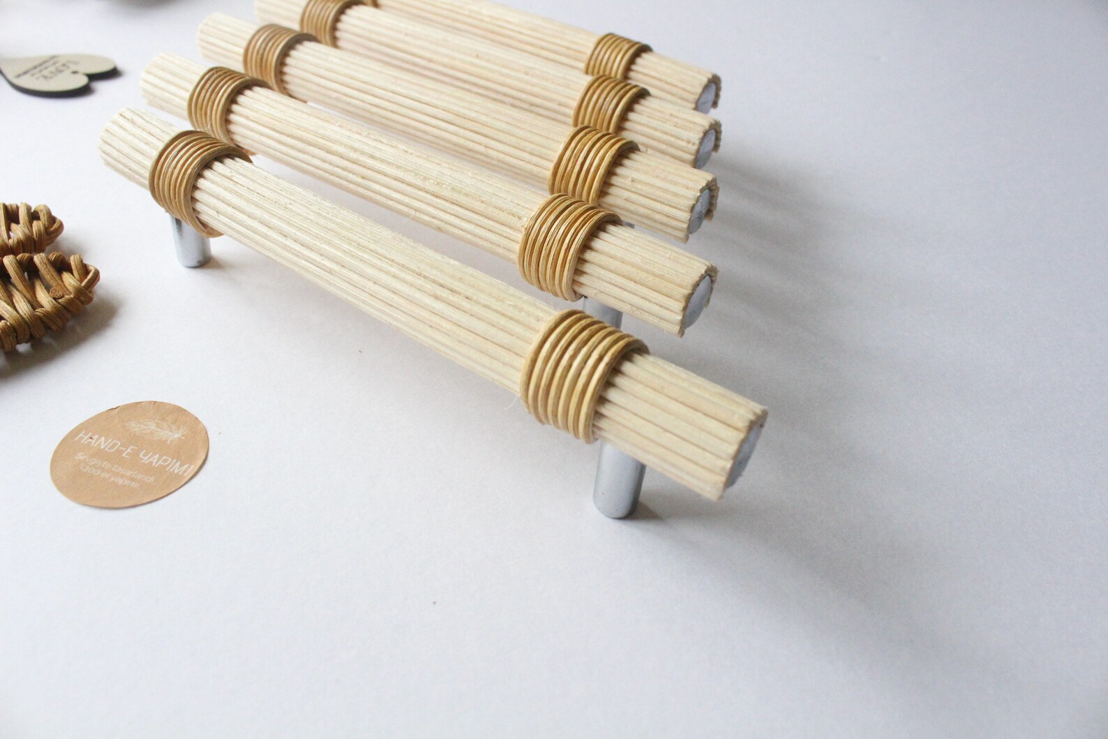 Cabinet Pull Rattan Handles, Wicker Natural Rattan Rope Handle, Rattan ...