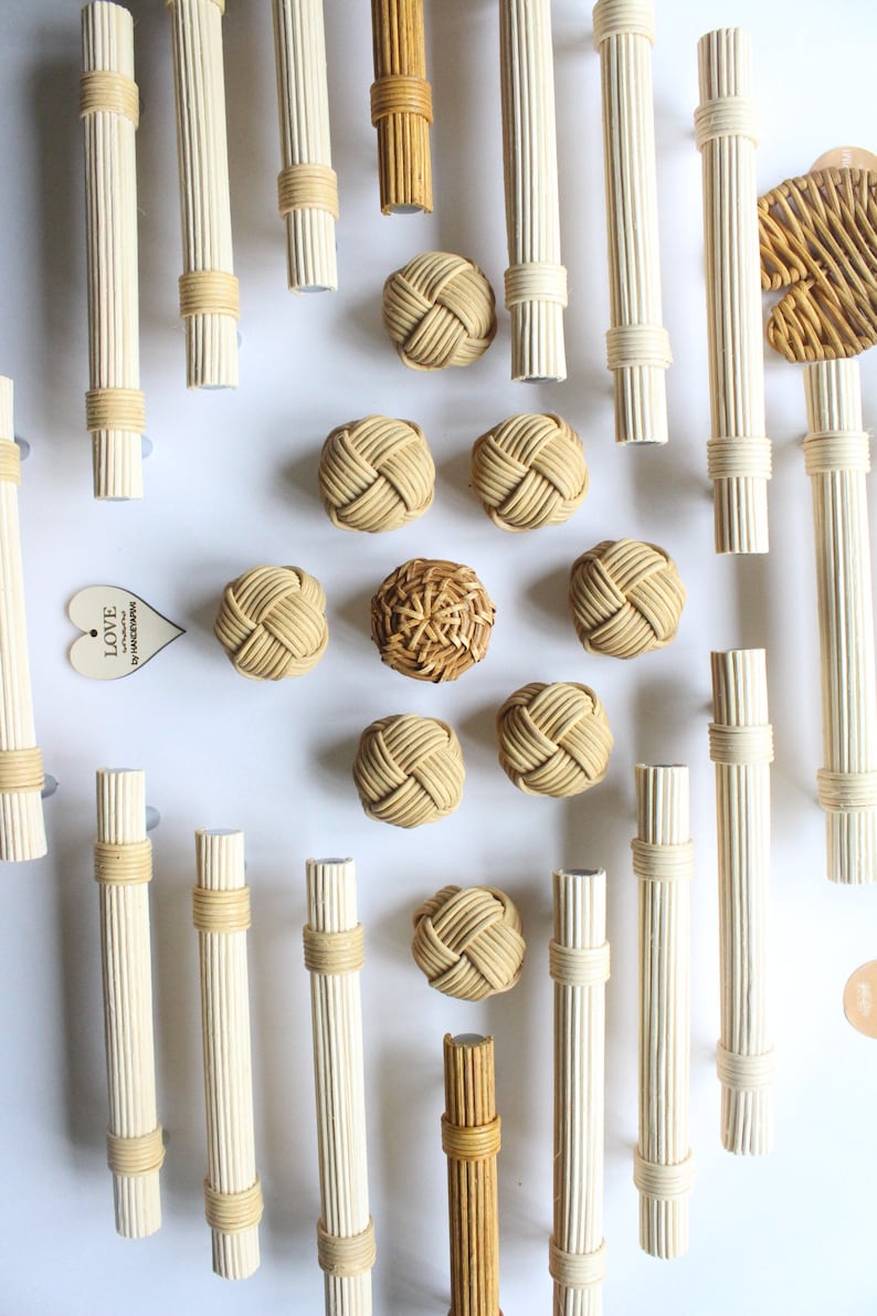 Cabinet Pull Rattan Handles, Wicker Natural Rattan Rope Handle, Rattan ...