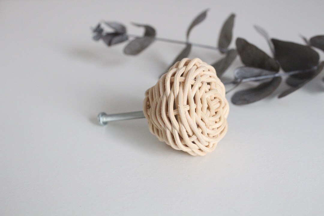 Rattan Cabinet Knob, Boho Wardrobe Handle, Natural Bamboo Cabinet ...