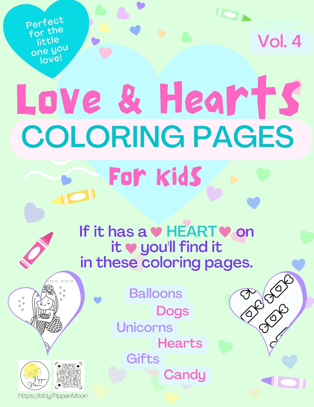 Love & Hearts Printable Coloring Pages for Kids: Vol 4-valentine's Day ...