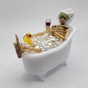 Self Care Skeleton | Skeleton Decorations | Skeleton in a Bubble Bath | Miniatures | Halloween ...