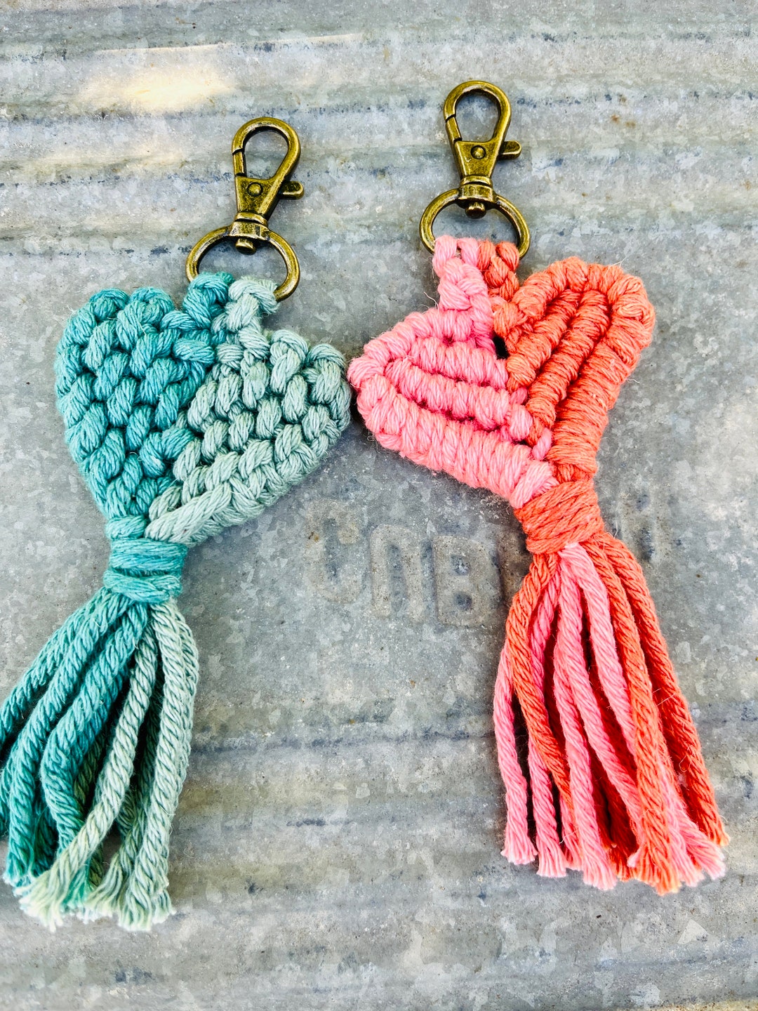 Macrame Heart Bag Charms - Etsy