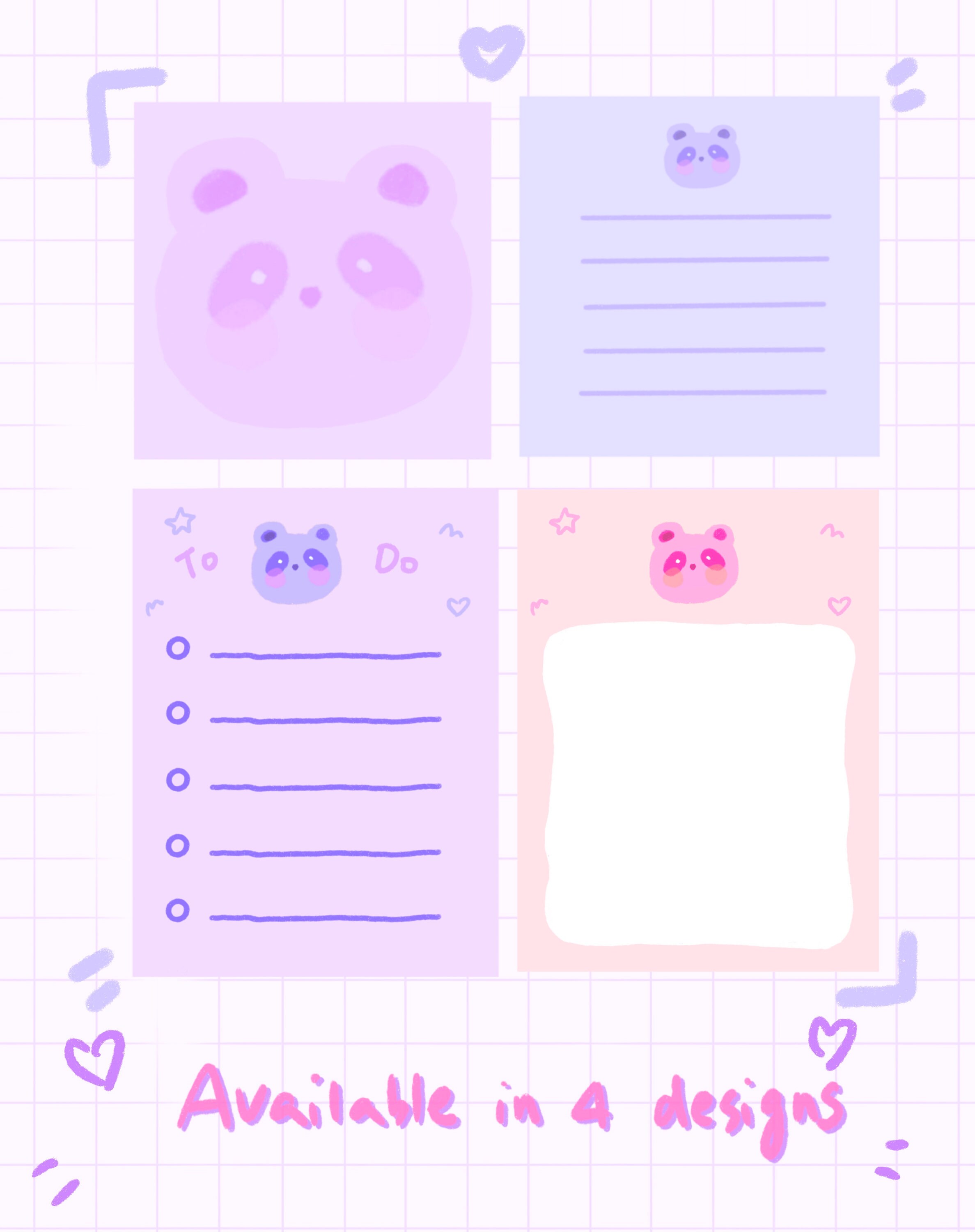 4 X Memo Sheets BUNDLE Cute Panda Memo Sheets Printable - Etsy