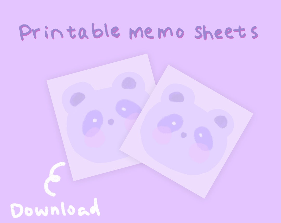 Memo Sheets | Printable DIGITAL Files | Cute Note Set | Kawaii Note Pad ...