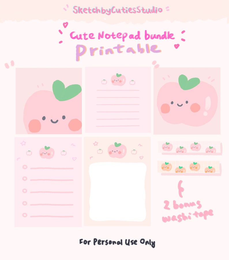 Memo Sheets BUNDLE | Digital Washi Tape | Cute | Apple | Memo Sheets ...