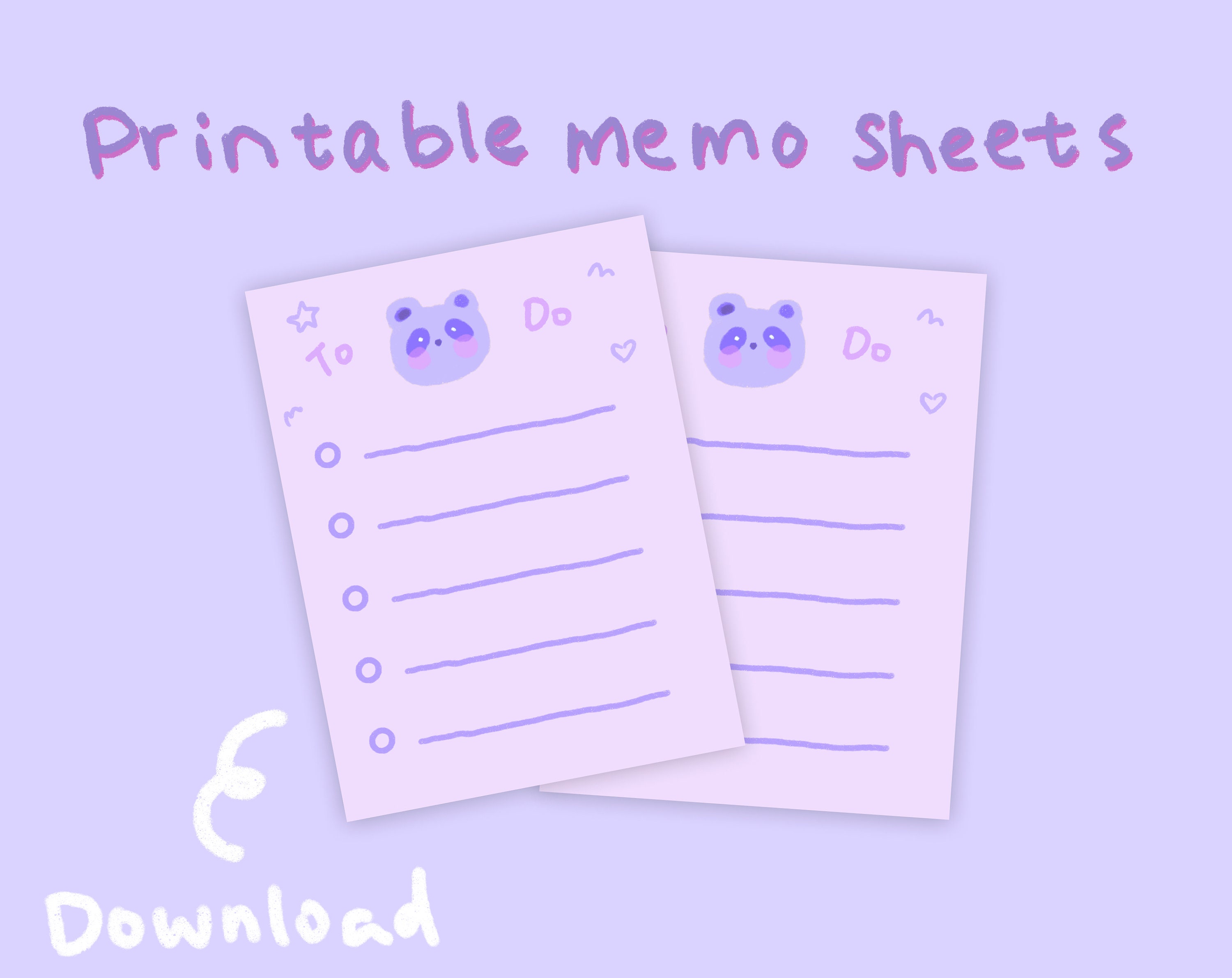 Memo Sheets | Printable DIGITAL Files | Cute Note Set | Kawaii Note Pad ...