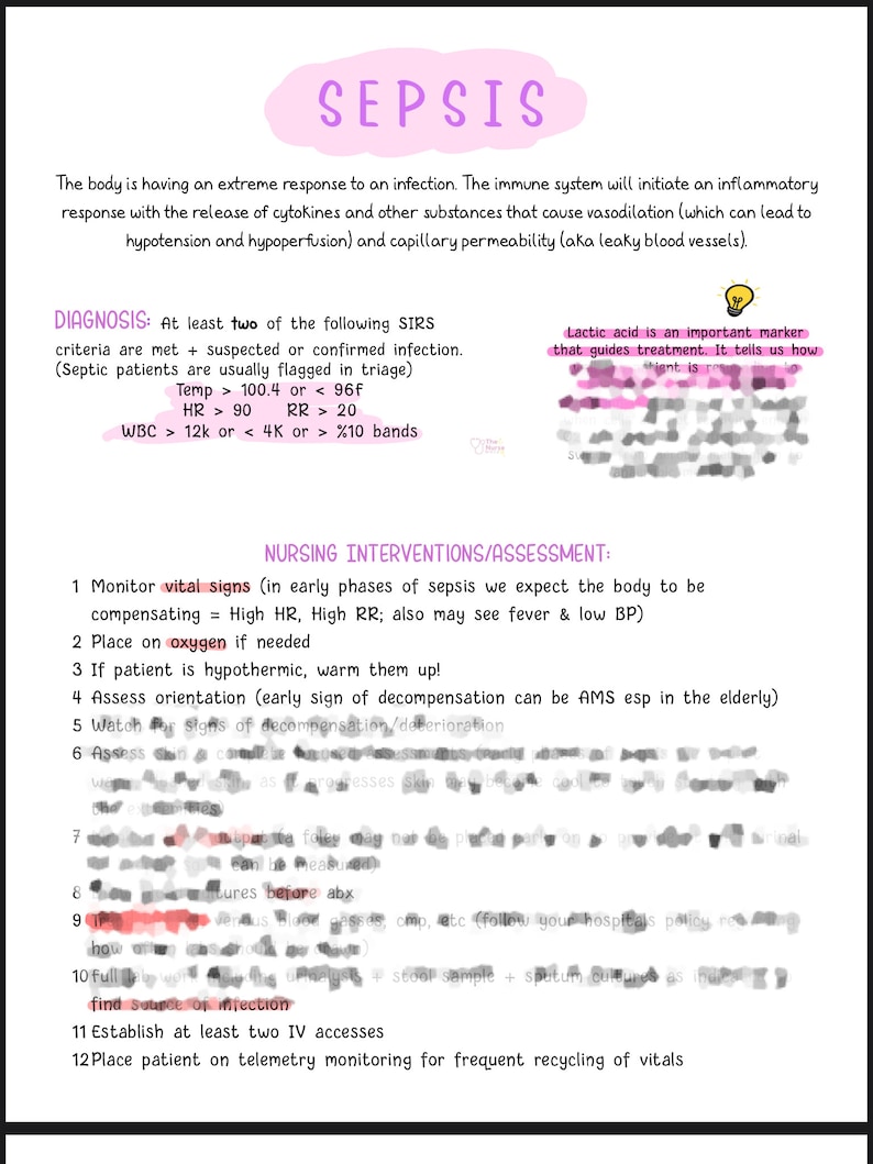Sepsis & Septic Shock for New Grads - Etsy