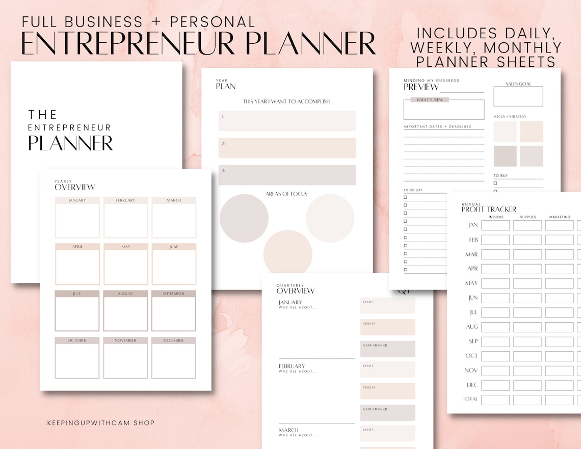 Entrepreneur Planner, Small Business Owner, Printable Pdf Printable ...