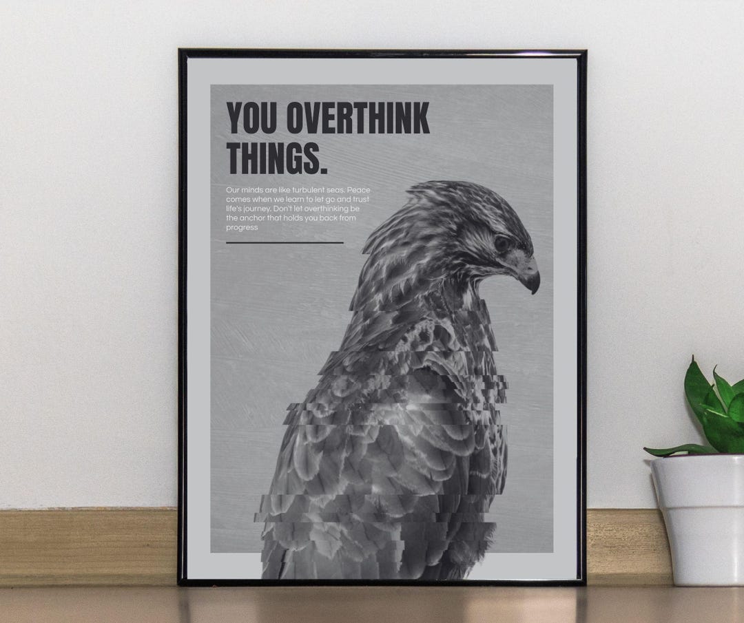 Black and White Glitch Hawk Poster | Motivational Wall Art | Over ...