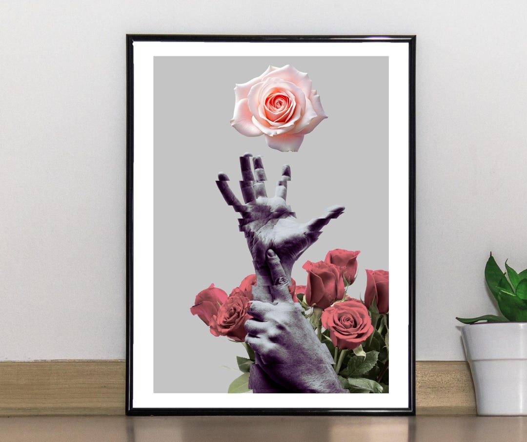 Surreal Hands and Rose Art Print, Abstract Collage (digital Download ...