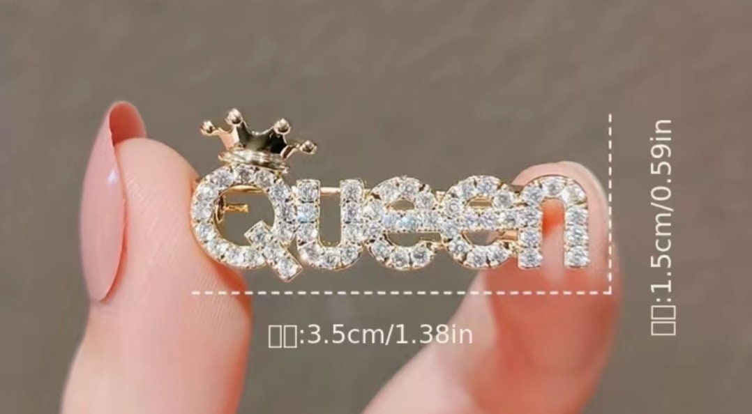Queen Rhinestone Letter Pin With Crown Queen Rhinestone - Etsy