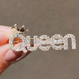 Queen Rhinestone Letter Pin With Crown Queen Rhinestone - Etsy