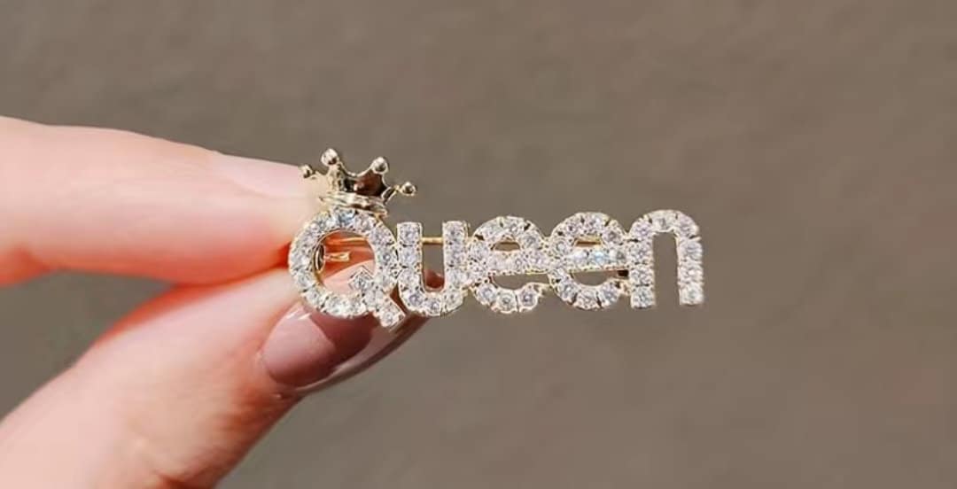 Queen Rhinestone Letter Pin With Crown Queen Rhinestone - Etsy