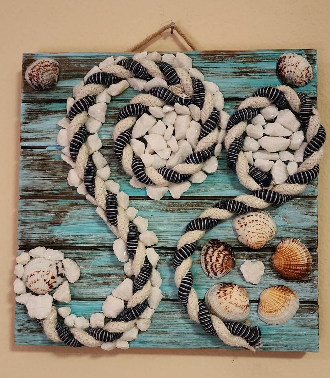 Coastal Wood Plaque, Coastal Shell Wall Art, Shell Decor Wall Hanging ...