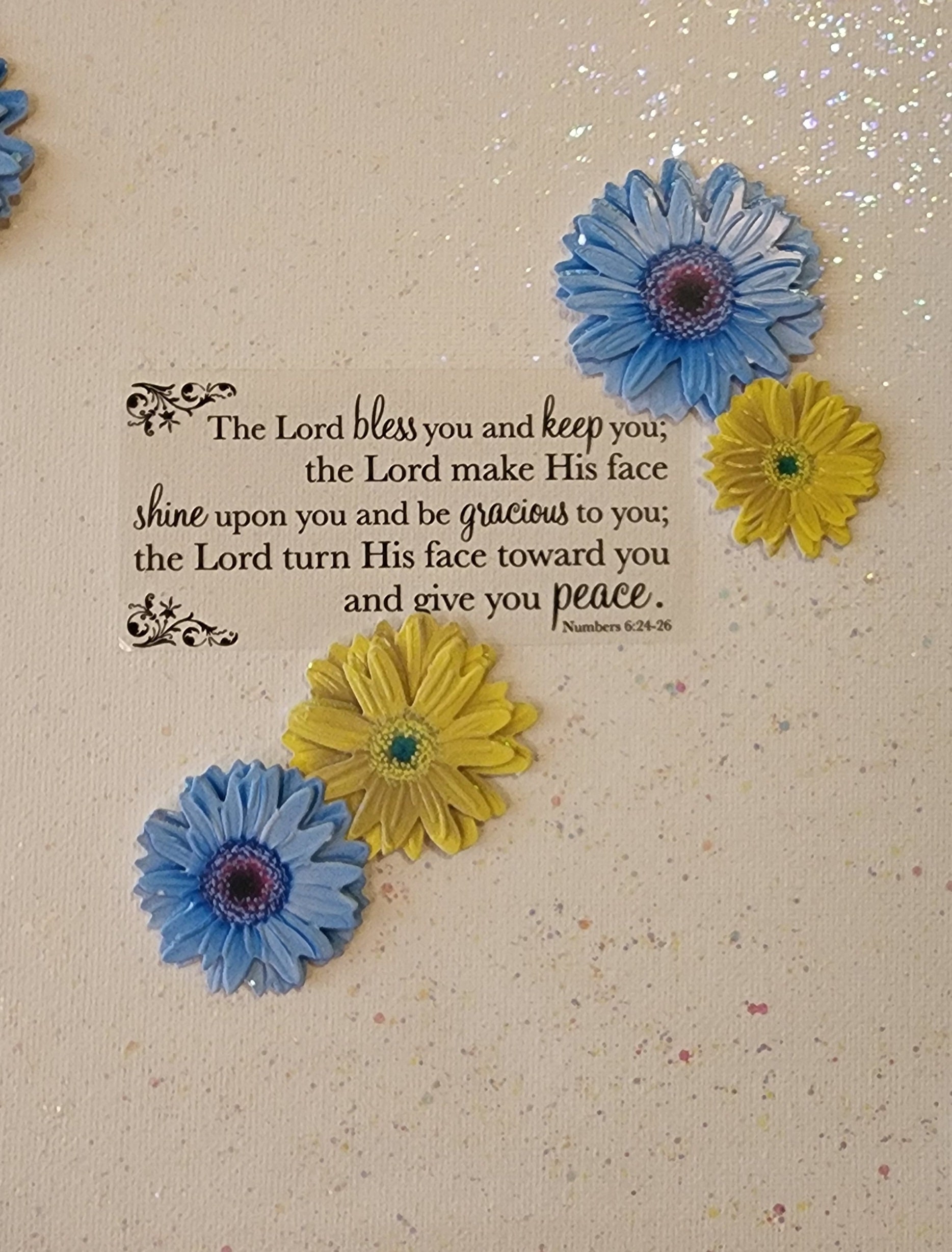 Lord Bless You and Keep You Wall Art Blue and Yellow Flowers, Christian ...