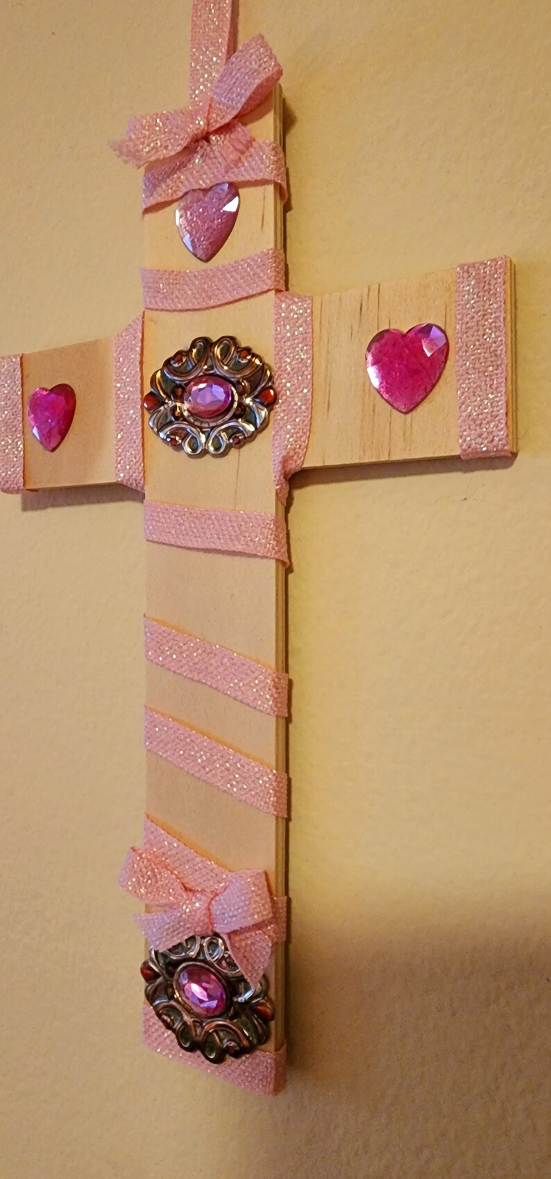 Pink Ribbon Wood Heart Cross, Pink Heart Cross, Wall Cross, Christian ...