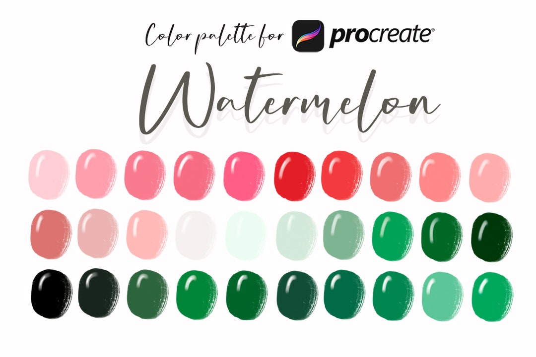 Watermelon Color Procreate Palette, 30 Colors Swatches, Color Palette ...