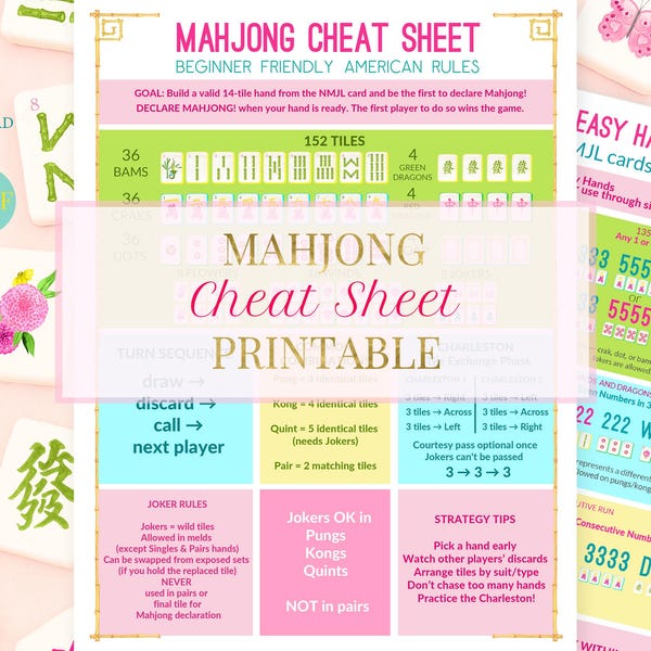 Printable 2025 Mahjong Card Pdf - Etsy