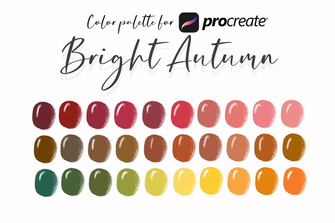 Bright Autumn Color Procreate Palette, 30 Colors Swatches , Color ...