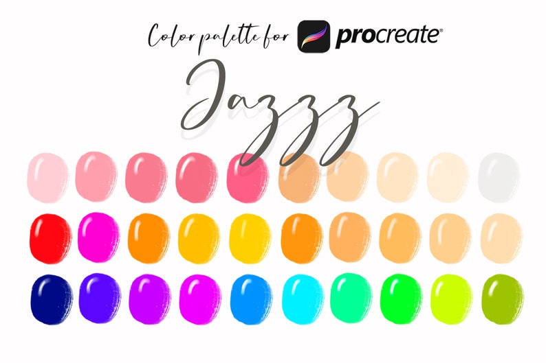 Jazz Color Procreate Palette, 30 Colors Swatches, Color Palette ...