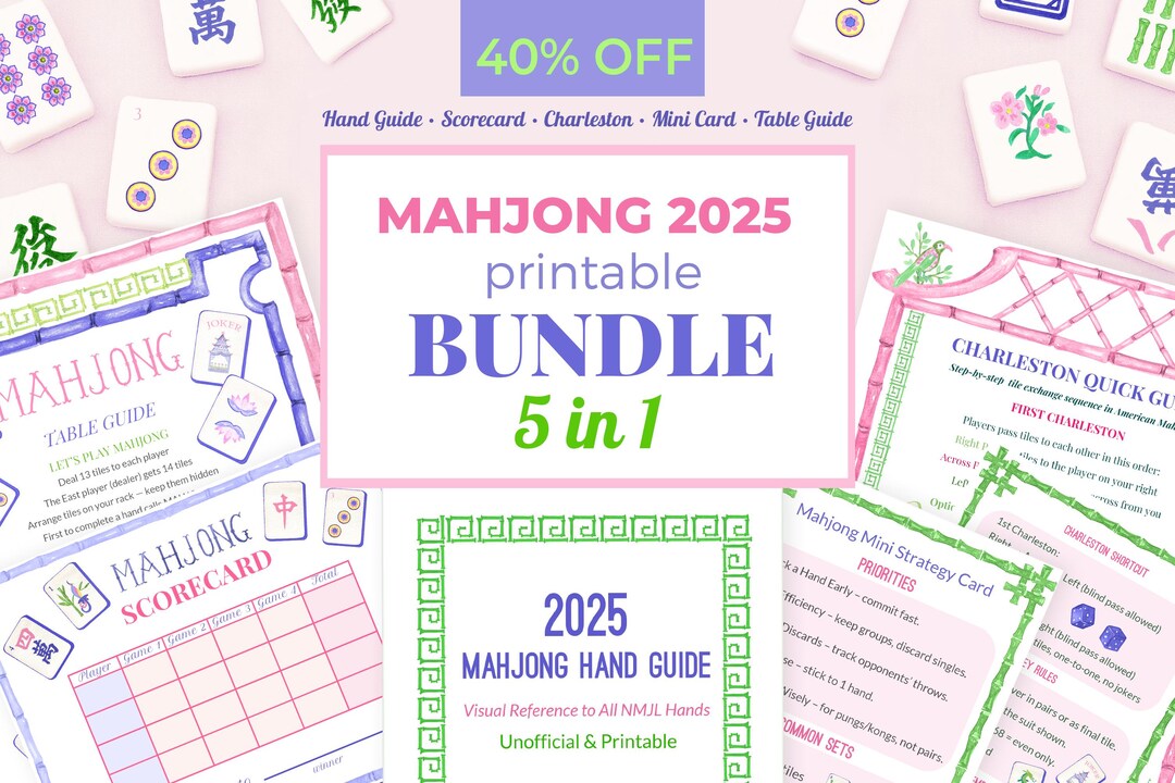 Mahjong 2025 Printable Bundle – Scorecard, Hand & Table Guides (digital ...
