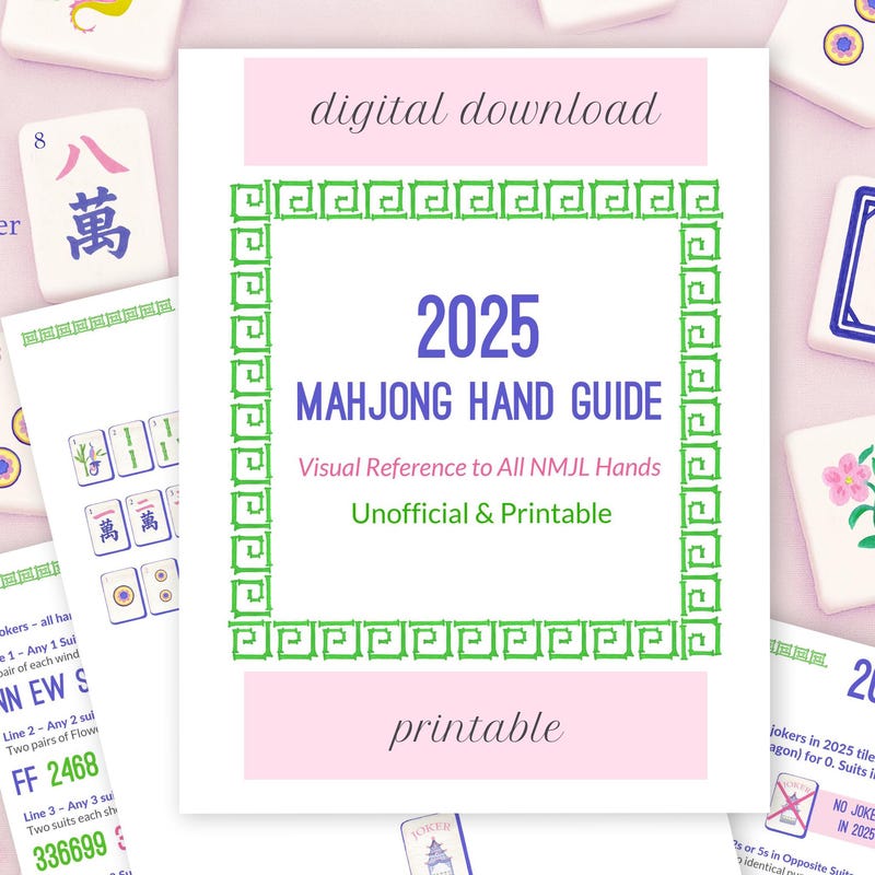 Printable 2025 Mahjong Card Pdf - Etsy