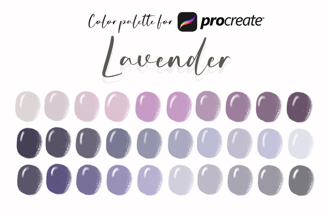 Lavender Color Procreate Palette, 30 Colors Swatches, Color Palette ...