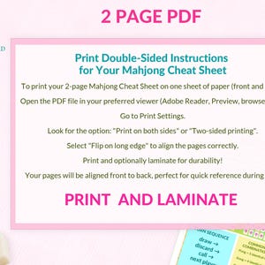 Mahjong Cheat Sheet Printable | American NMJL Style | Easy Hands ...