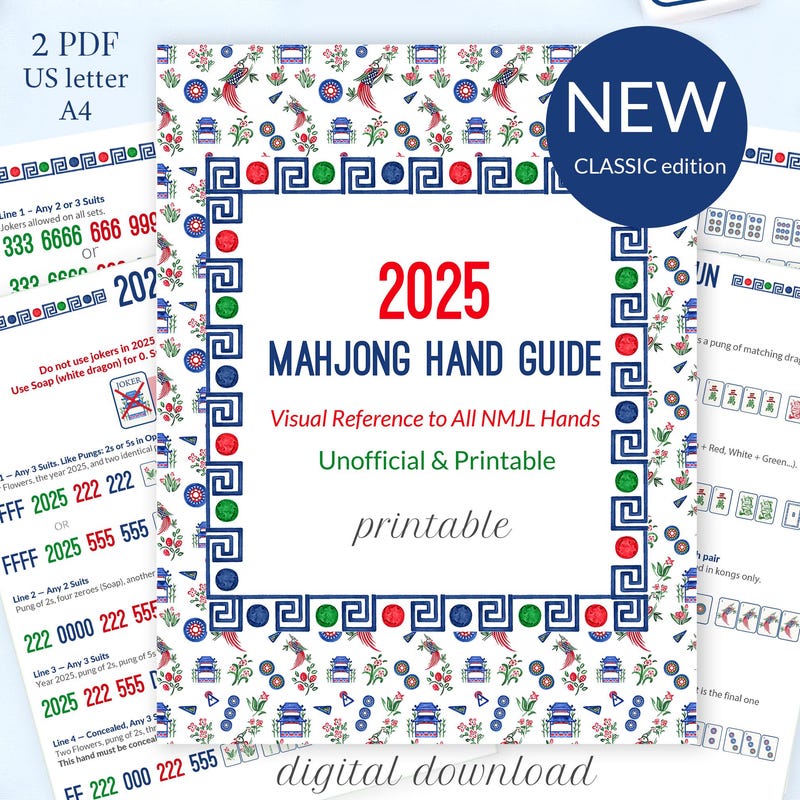 Printable 2025 Mahjong Card Pdf - Etsy