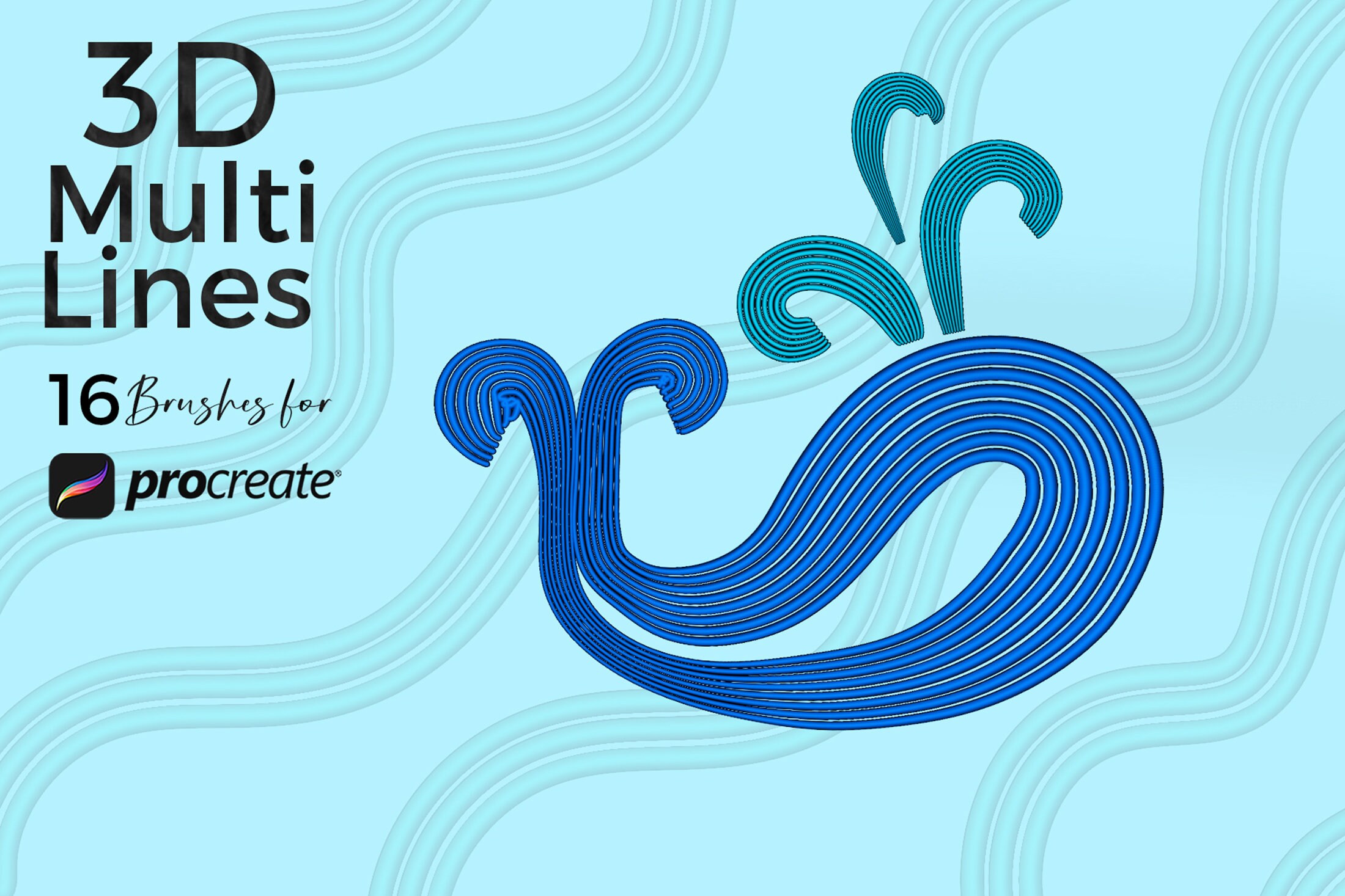 3D Multi Lines Brushes for Procreate. Digital Art. 3D Procreate Brushes ...
