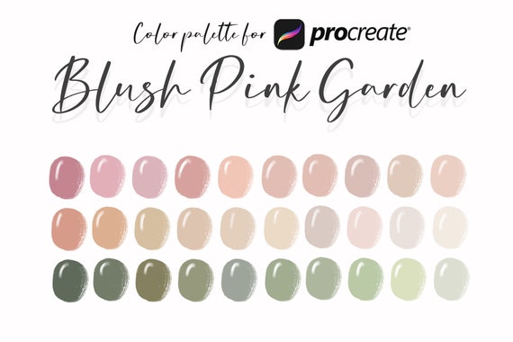 Blush Pink Garden Color Procreate Palette 30 Colors Swatches - Etsy