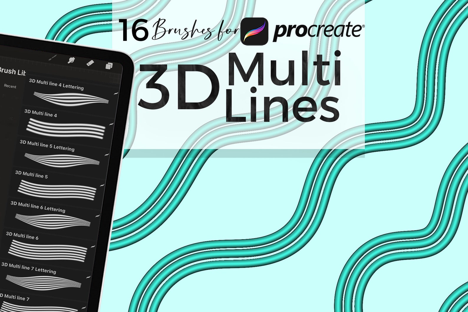 3D Multi Lines Brushes for Procreate. Digital Art. 3D Procreate Brushes ...